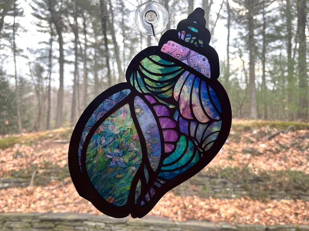 Conch Seashell Suncatcher, Wood Window Sun Catcher Beach/ocean Lover ...