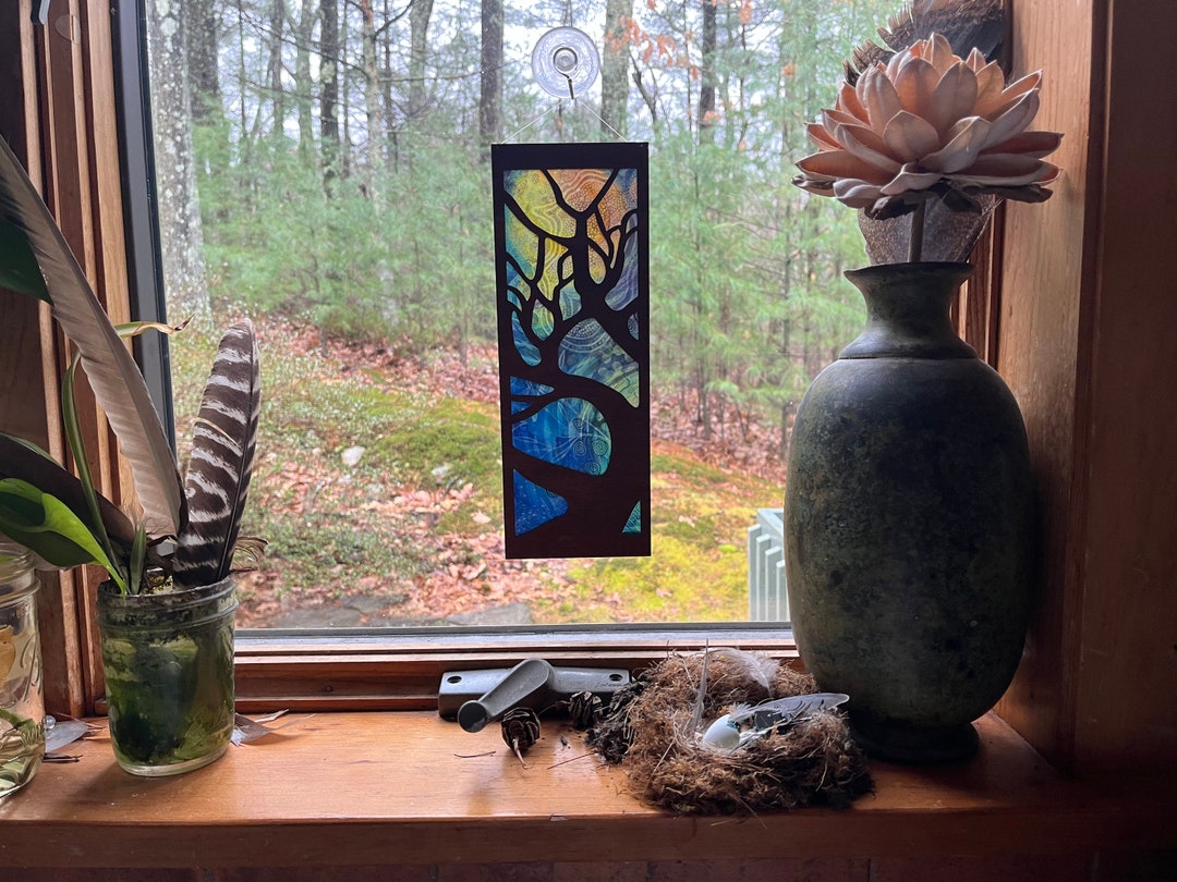 Tree Suncatcher for Window, Waldorf Enchanted Woods Silhouette Window ...