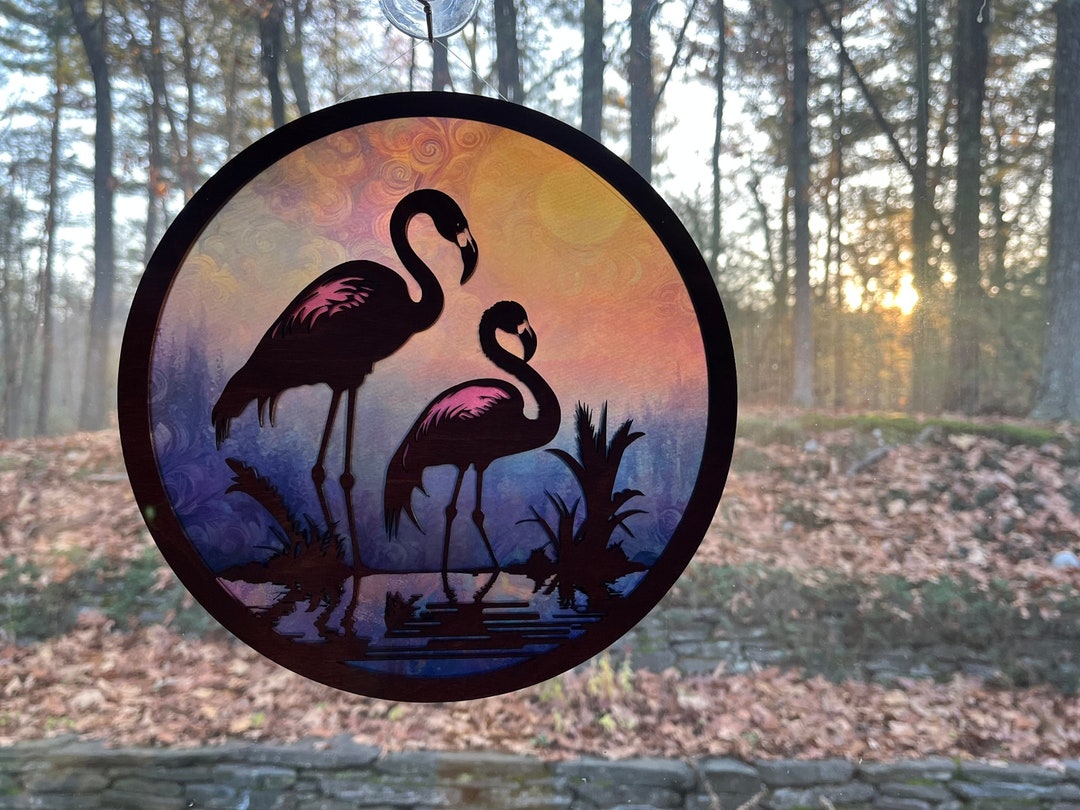 Flamingo Suncatcher for Window Gorgeous Wooden Sun Catcher - Etsy