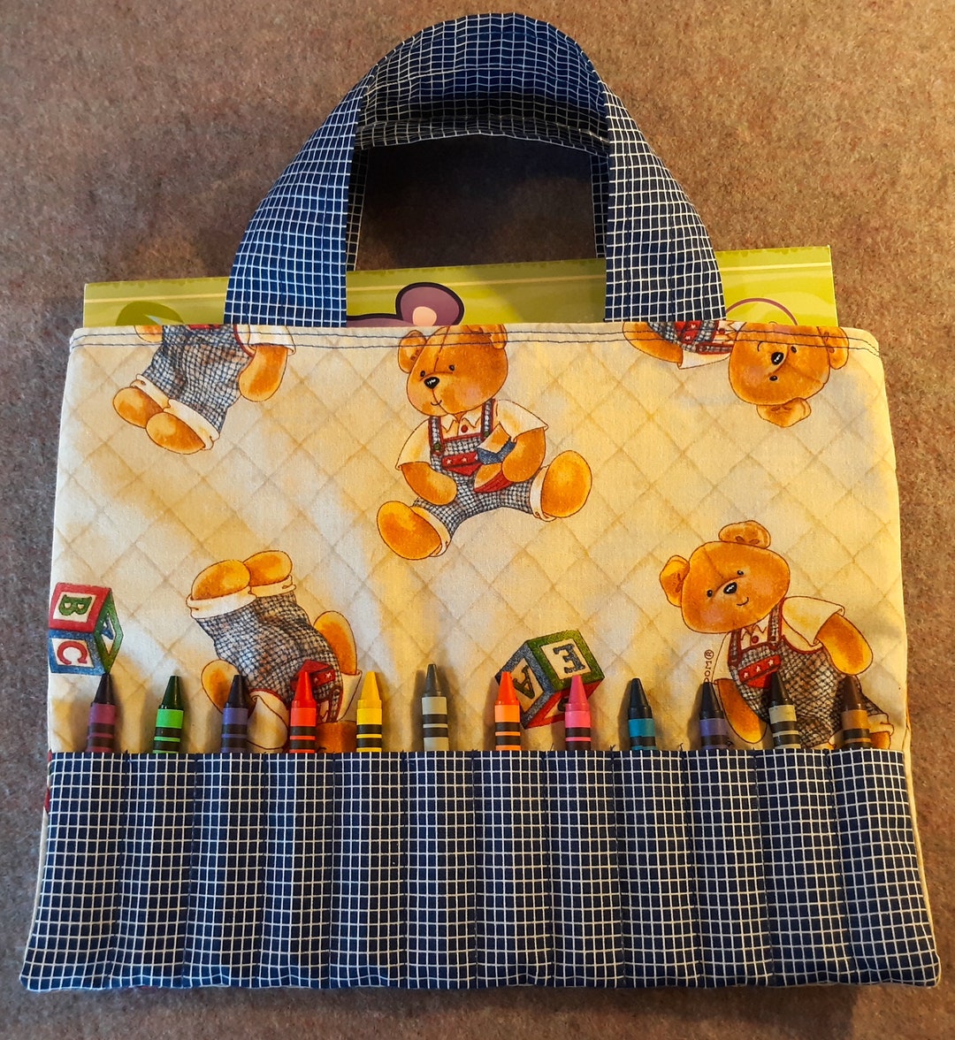 Coloring Book Bag for Crayons, Teddy Bear Travel Tote Bag, Kids Art ...
