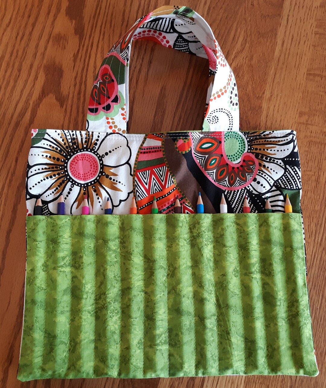 Coloring Book Bag for Advanced Coloring, Floral Fabric Bag, 12 Colored ...