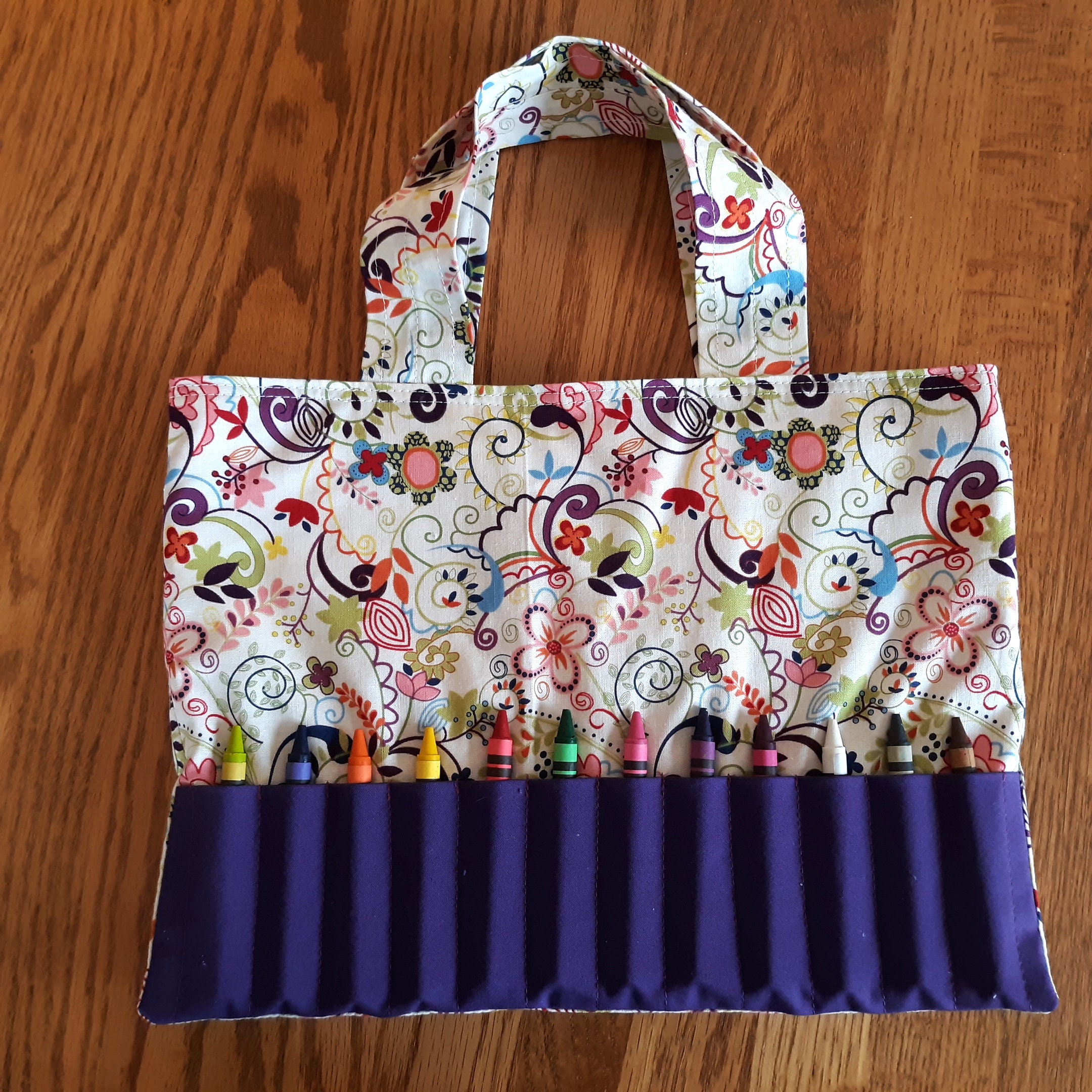 Coloring Book Bag for Crayons, Flowers Travel Tote Bag, Kids Art Tote ...