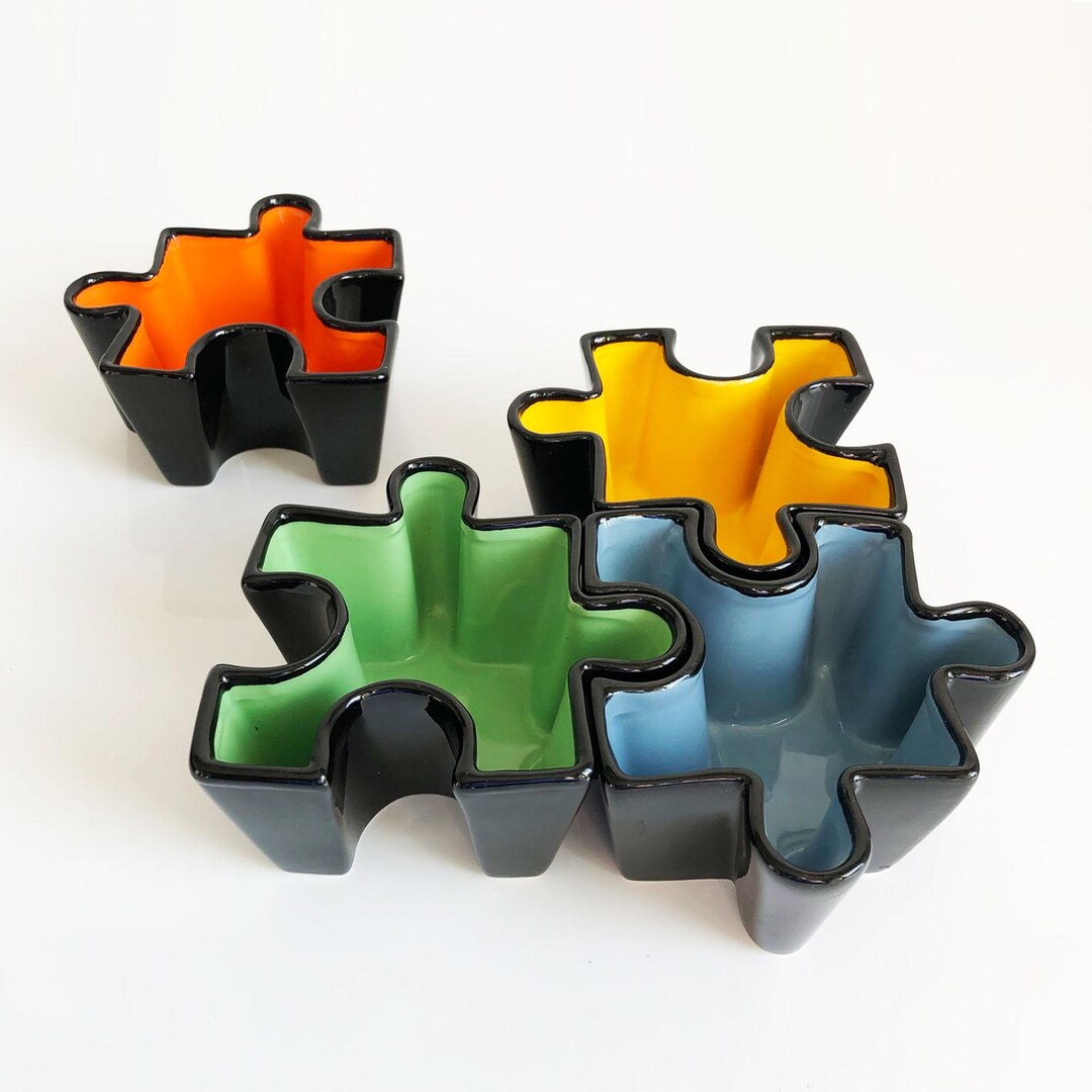 Set of Ceramic Puzzle Trinket Trays. Italy, 1980s. - Etsy