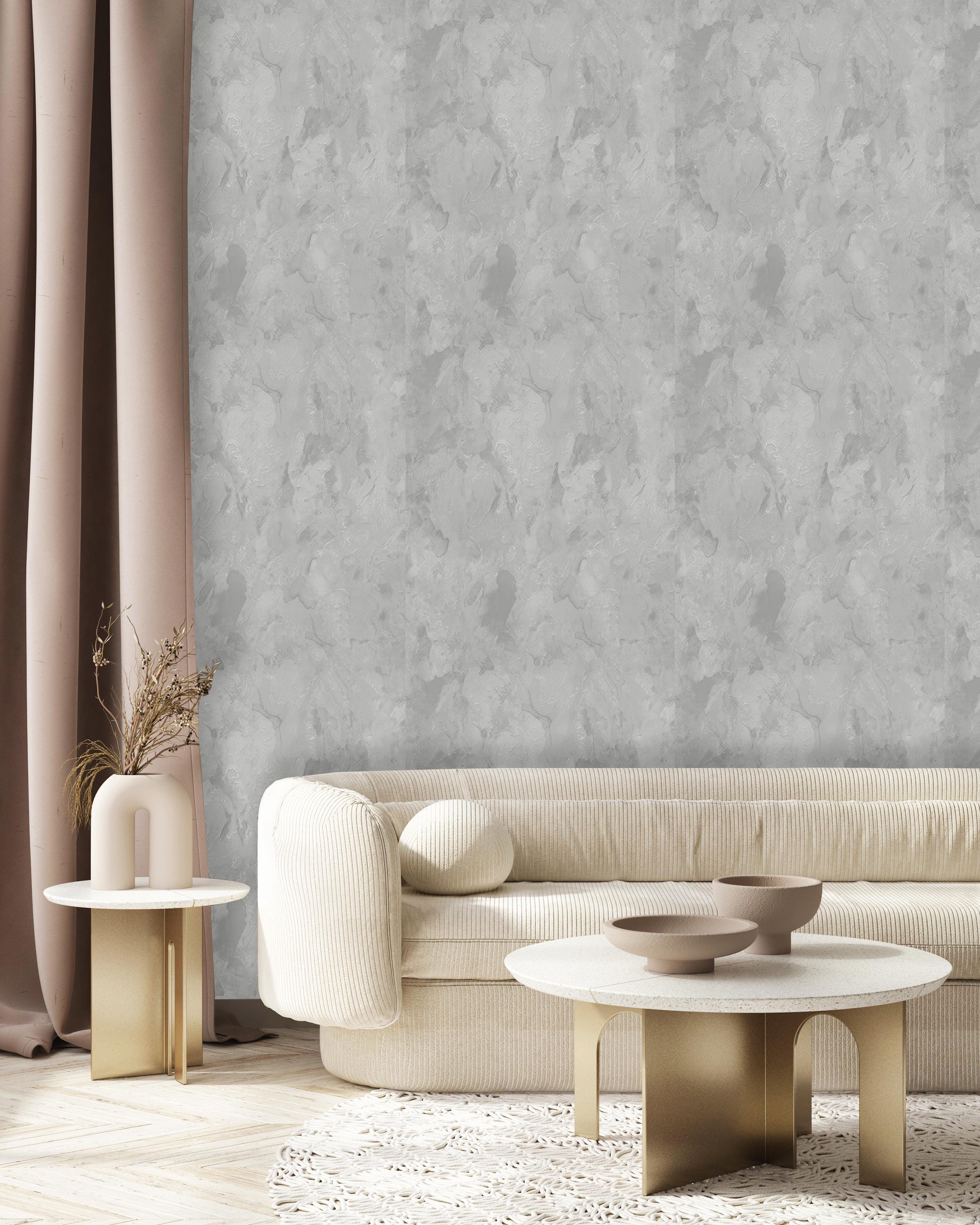 Matte Gray Modern Wallpaper, Concrete Wallcoverings Rolls, Textured ...