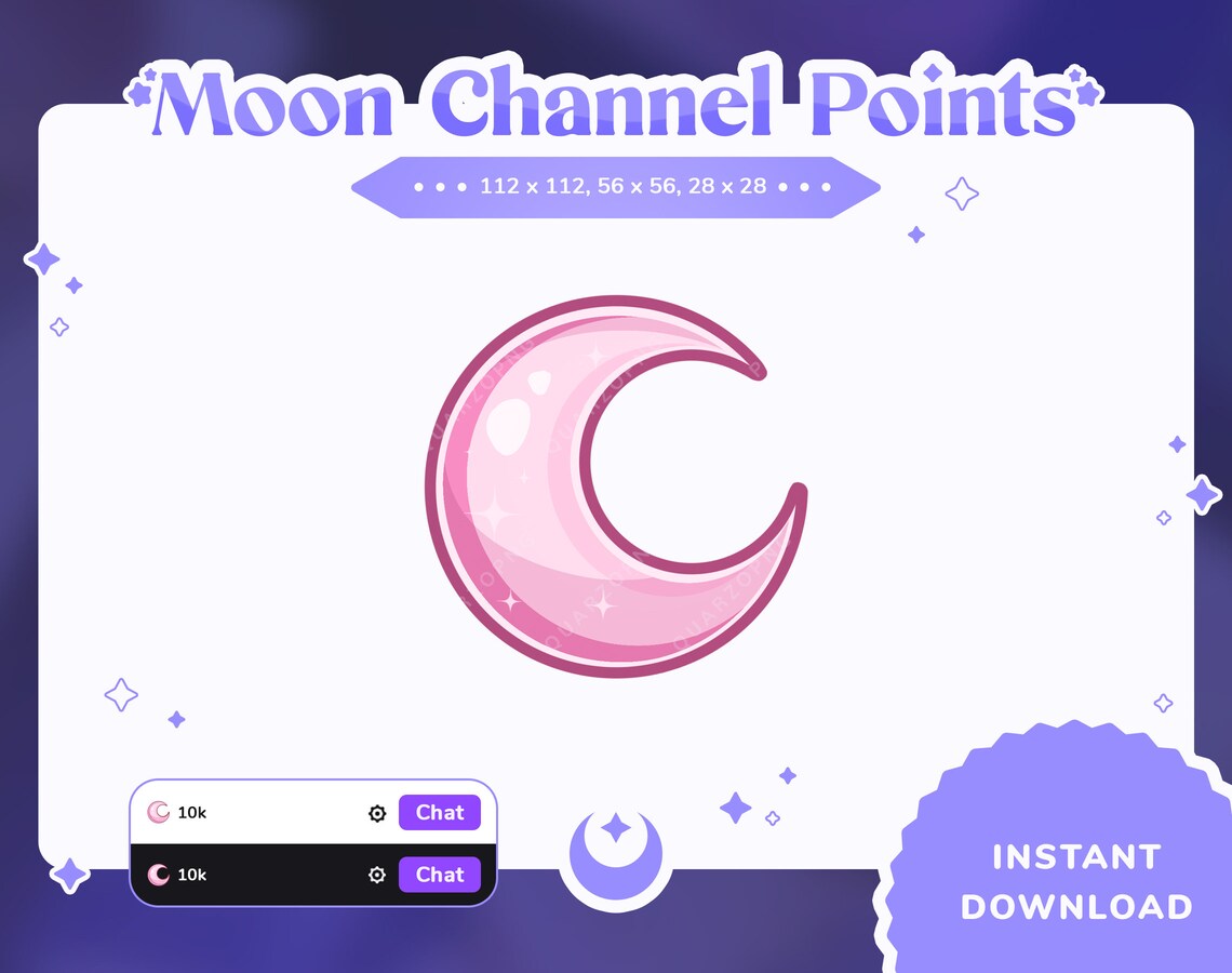 Pink Moon Channel Points for Twitch Crescent Moon Emotes Twitch Stream ...