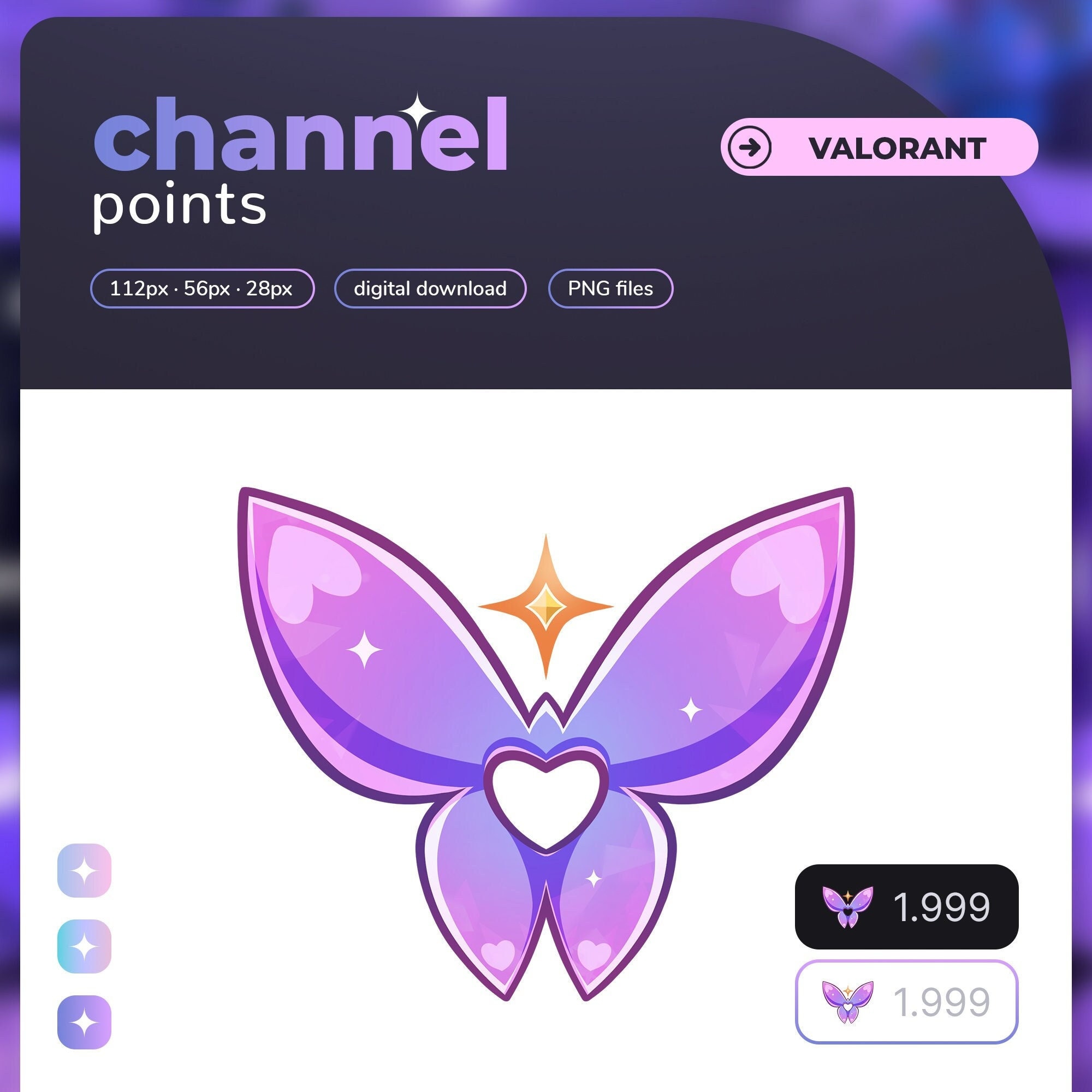 Valorant Clove Butterfly Channel Points for Twitch Stream Emotes Twitch ...