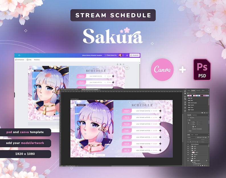 Stream Schedule Template for Streamers Vtuber Streamer Weekly Schedule ...