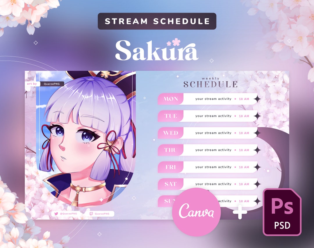 Stream Schedule Template for Streamers Vtuber Streamer Weekly Schedule ...