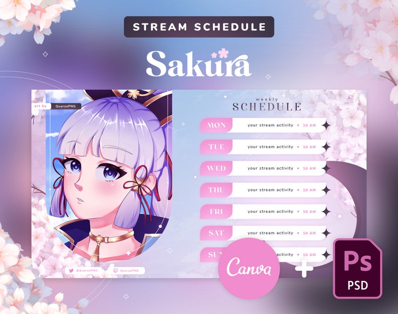 Stream Schedule Template for Streamers Vtuber Streamer Weekly Schedule ...
