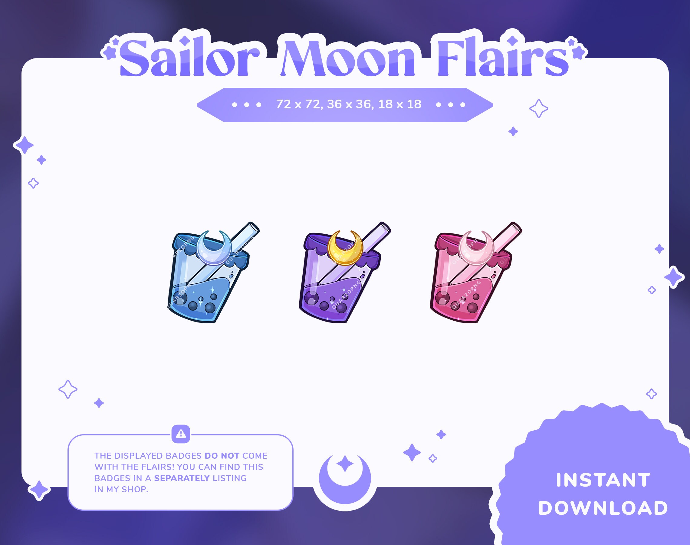 Sailor Moon Twitch Sub Badges Flair for Twitch Streamer Moon Cute Bit ...