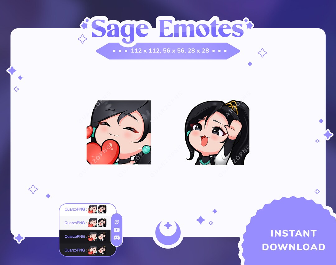 Sage Emotes for Twitch Youtube Discord Stream Emote Pack Valorant ...