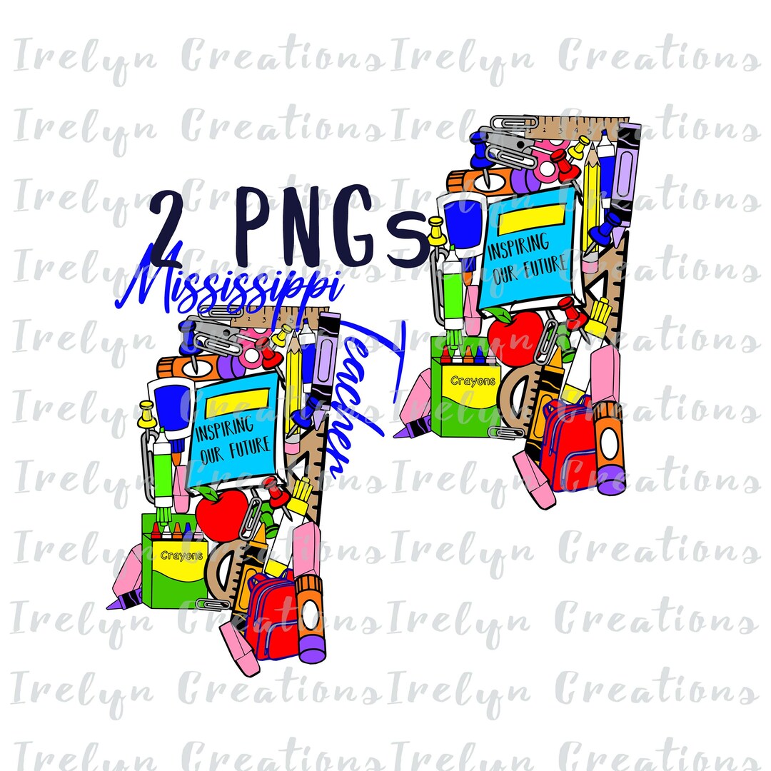 Cute Fun Mississippi State Shape Teacher School Supplies PNG Instant ...
