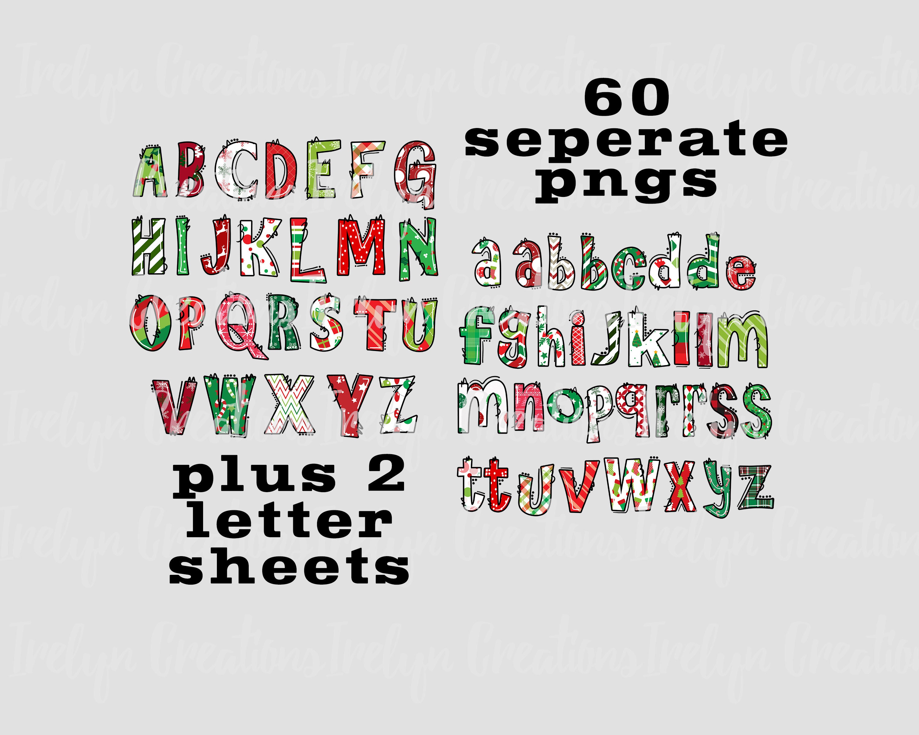 Cute Fun Christmas Bubble Letters Alphabet Font PNG Instant - Etsy