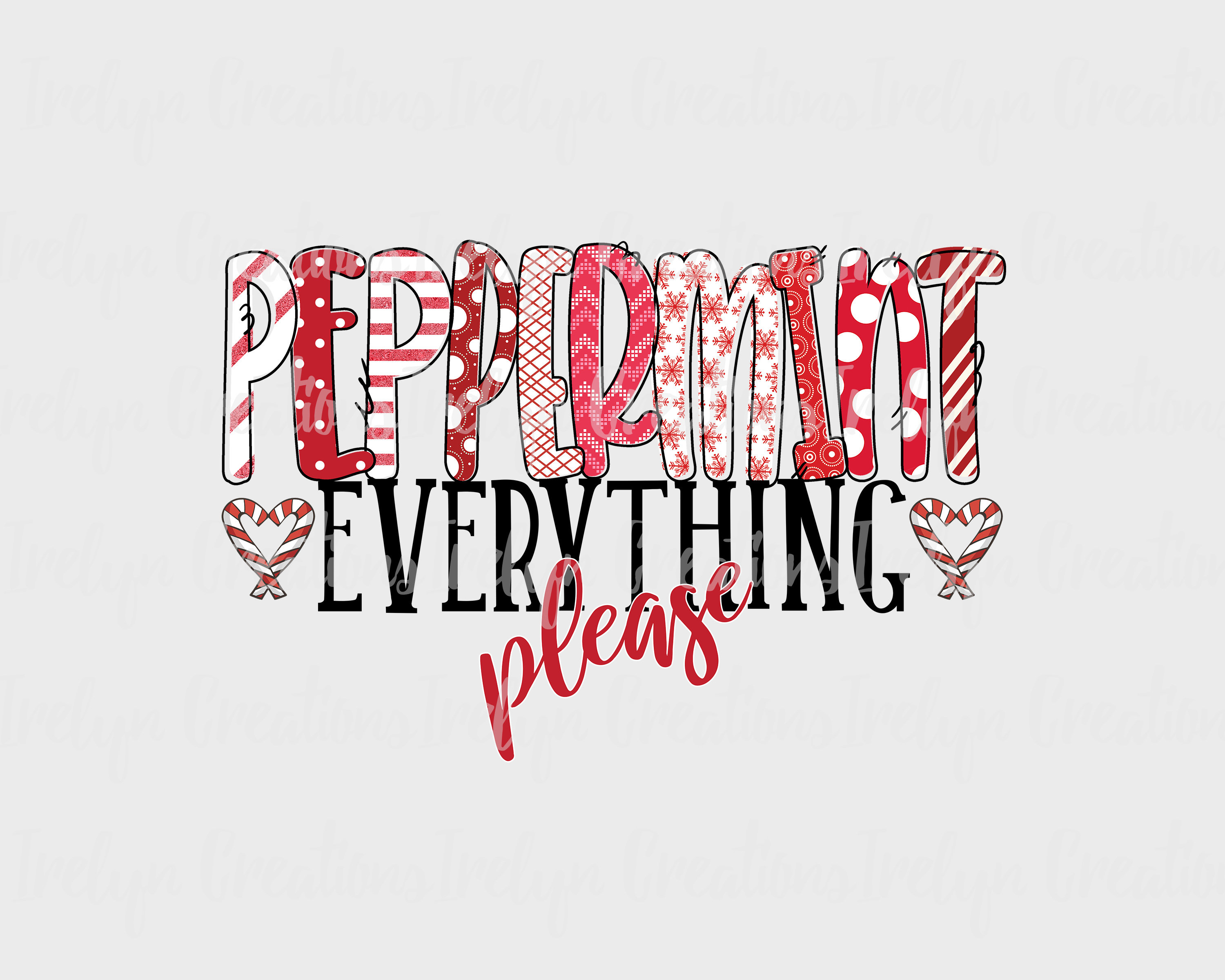 Cute Festive Hand Drawn Bubble Letters Peppermint Everything | Etsy