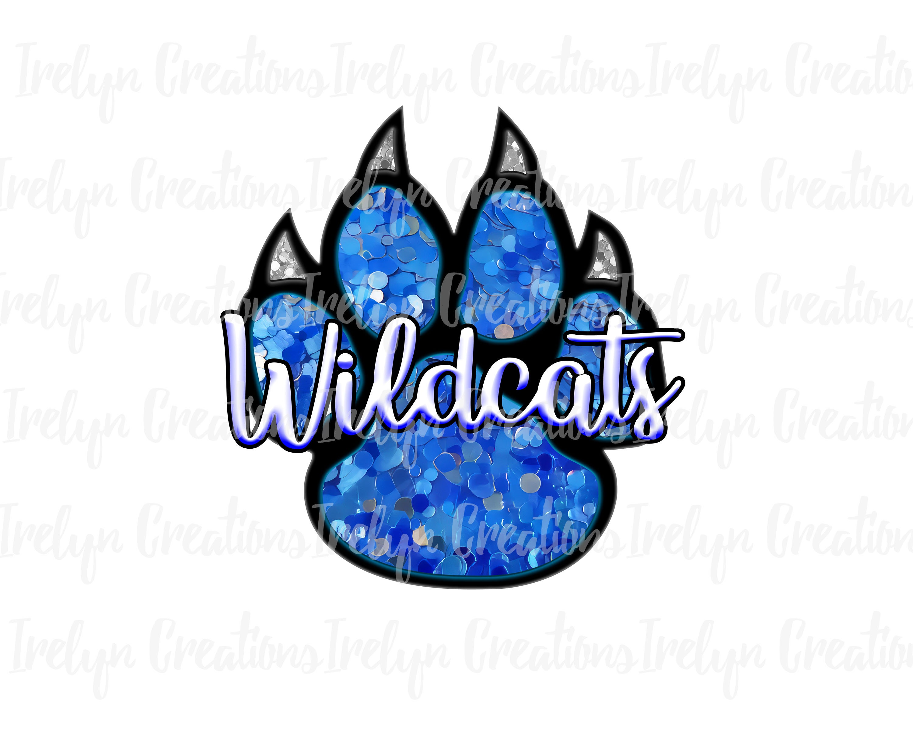 Blue Wildcat Paw Print Clip Art