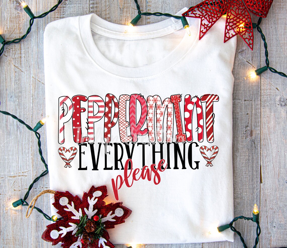 Cute Festive Hand Drawn Bubble Letters Peppermint Everything - Etsy