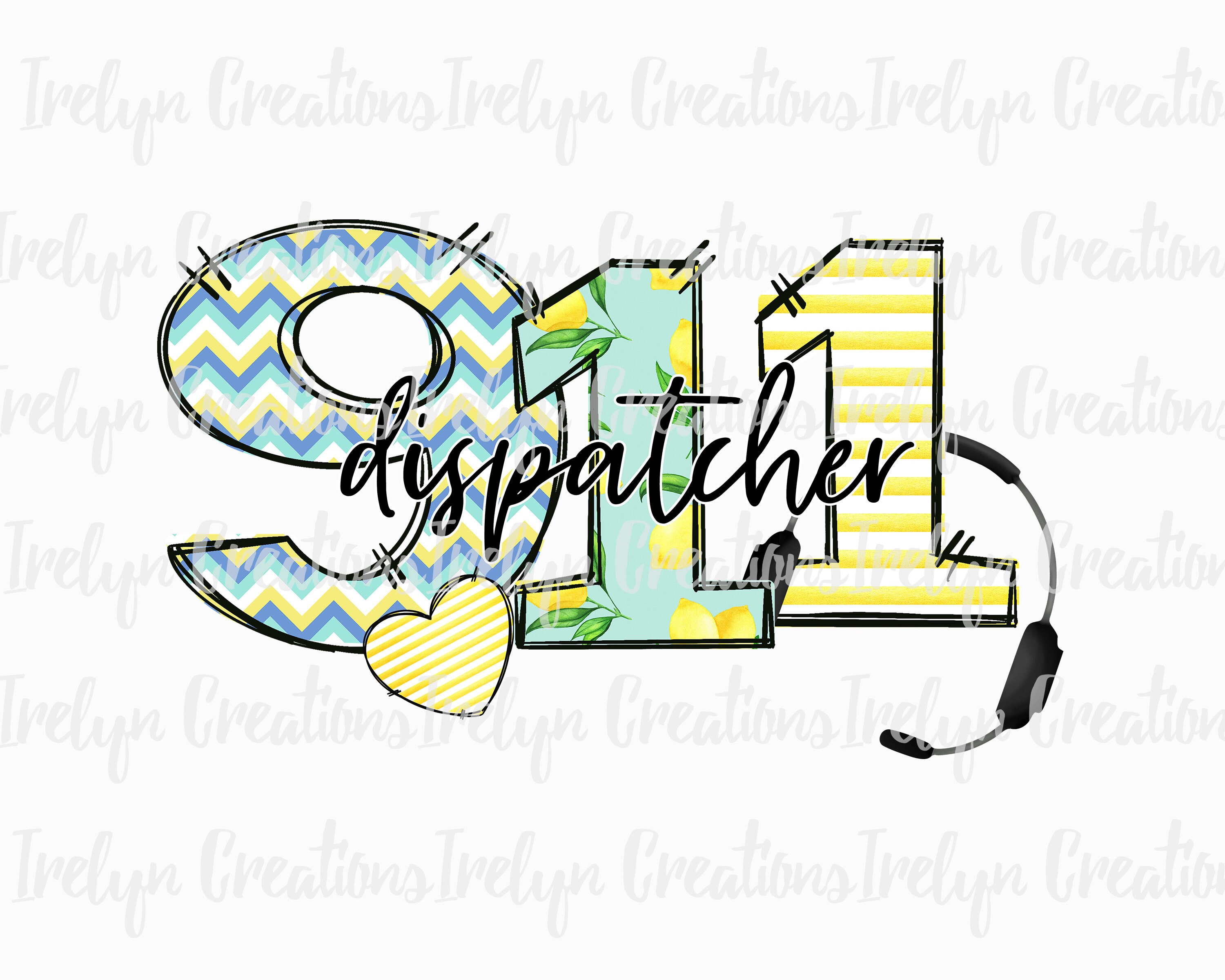 Cut Fun Hand Drawn Doodle Letters 911 dispatcher headset PNG | Etsy