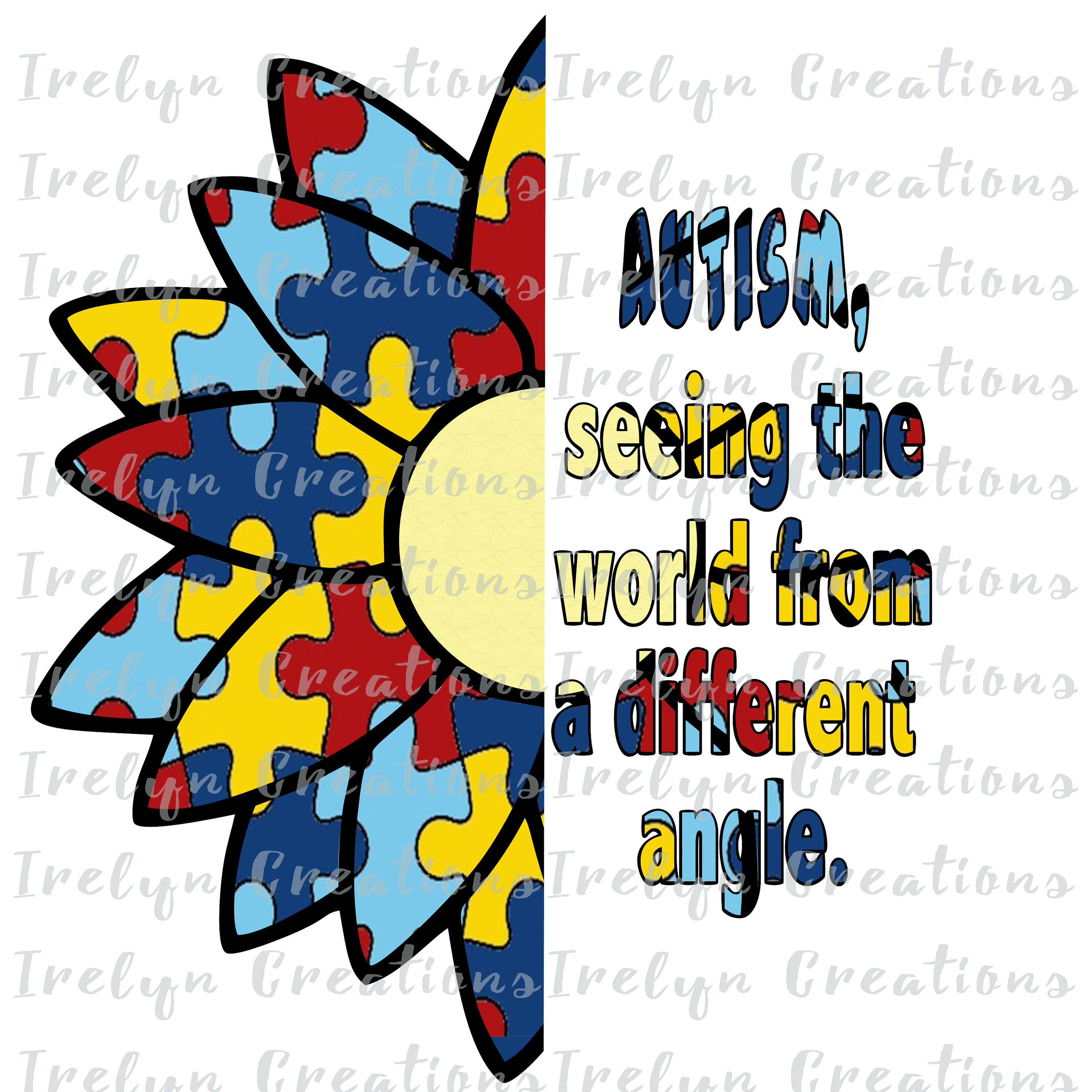 Awareness Autism flower bundle Digital Art puzzle piece PNG Design ...