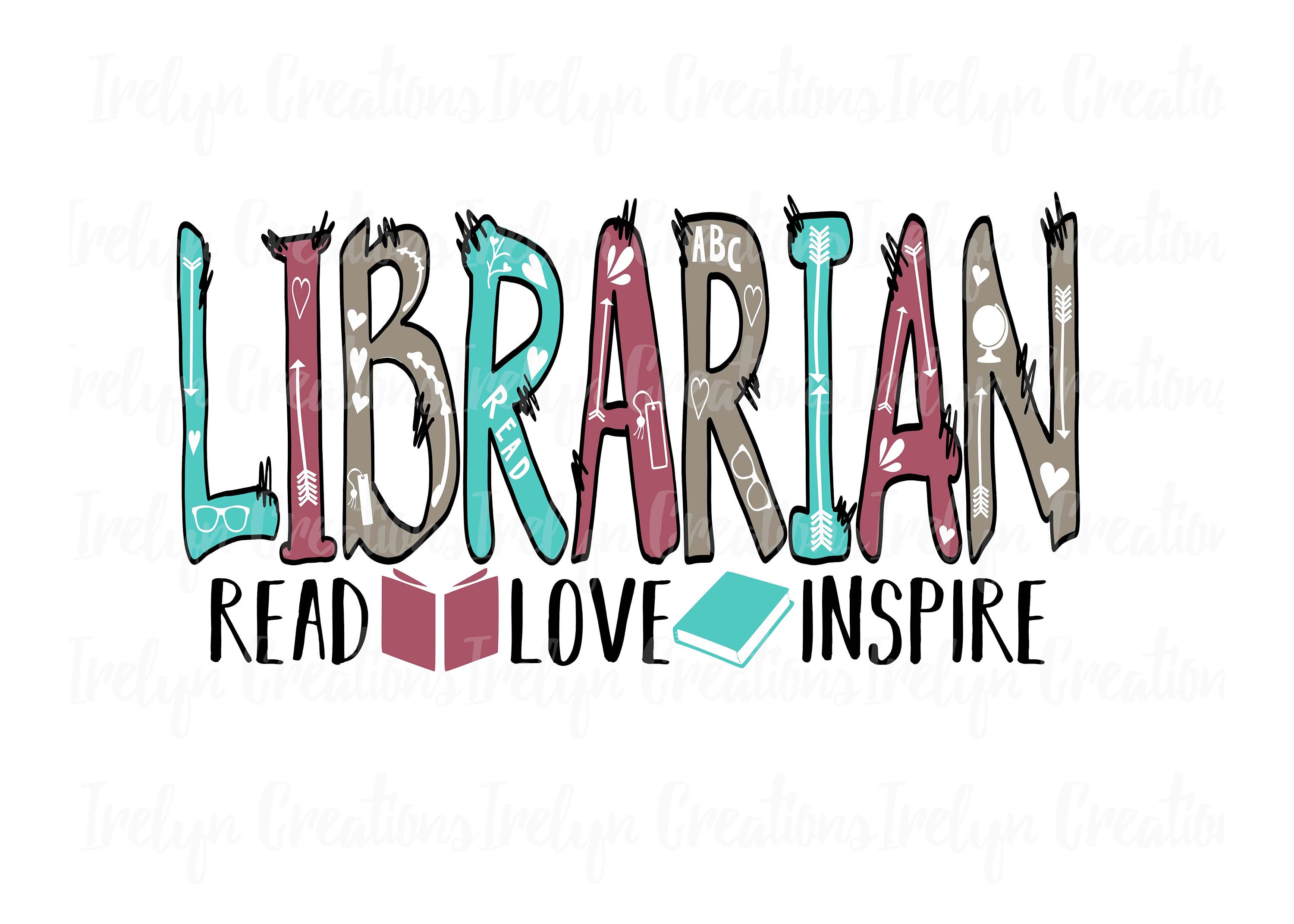 Cute Fun Hand Drawn Doodle Bubble Letters Librarian Read Love | Etsy