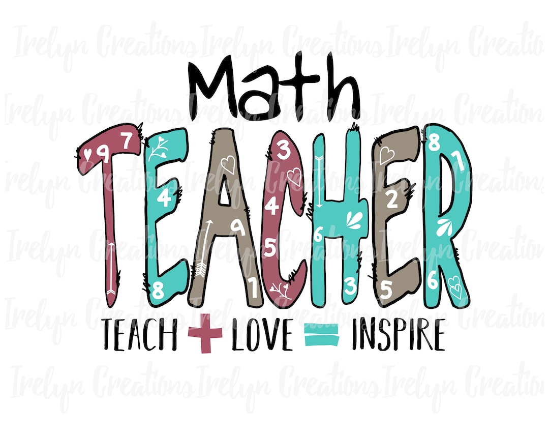 Cute Fun Hand Drawn Doodle Bubble Letters Math Teacher Teach Love ...