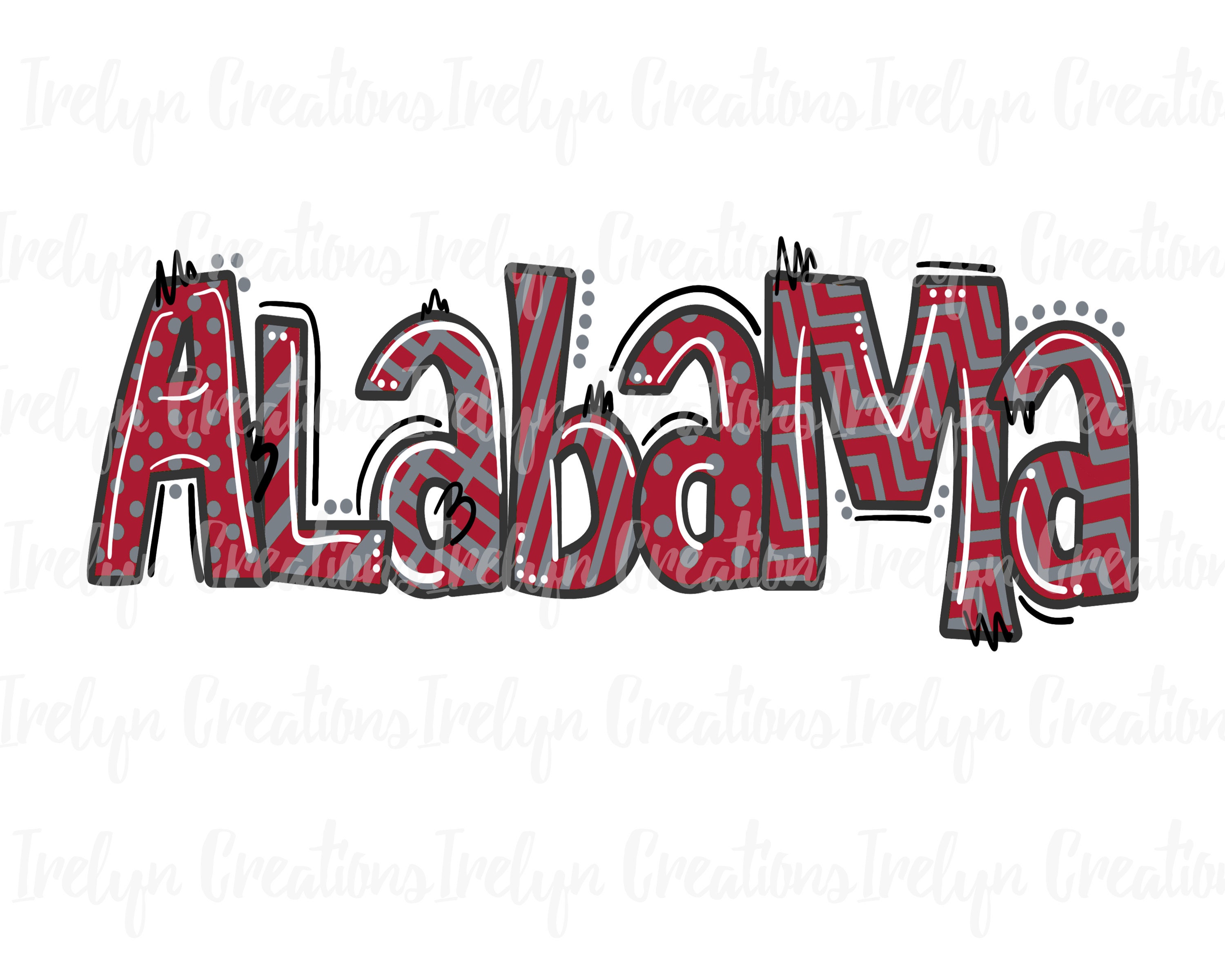 Cute Fun Whimsical Hand Drawn Bubble Letters Alabama PNG | Etsy