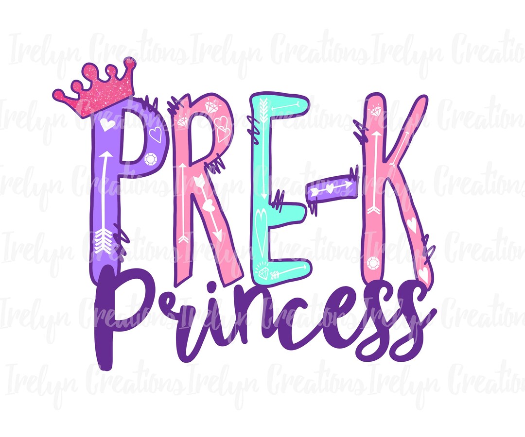 Cute Fun Hand Drawn Doodle Bubble Letters Pre-k Princess Jewels Glitter ...
