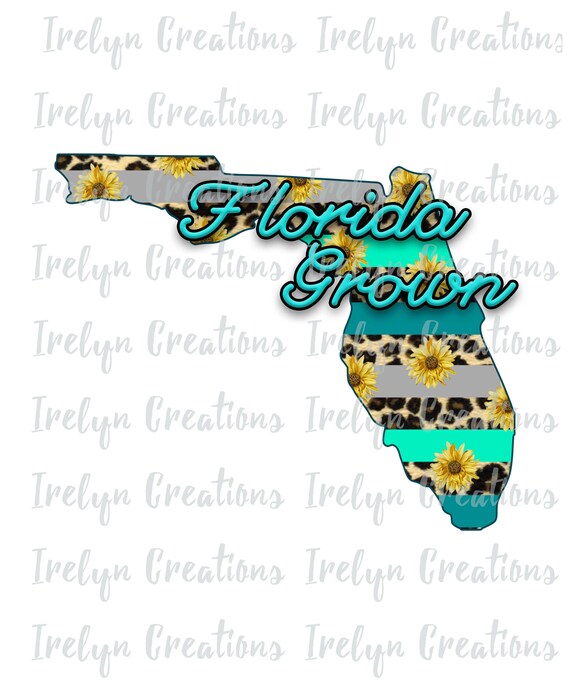 Cute Florida Grown State Shape Sunflowers Leopard Pring PNG - Etsy