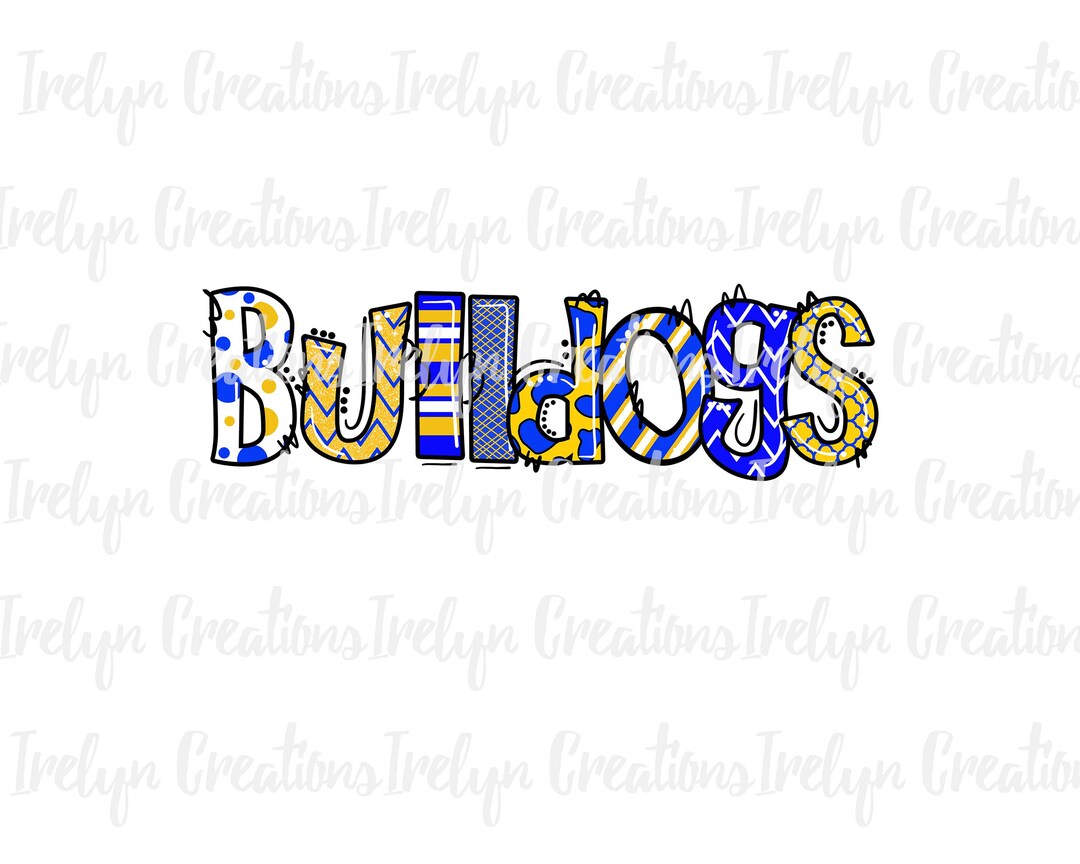 Cute Fun Hand Drawn Bubble Letters Bulldogs PNG Instant - Etsy