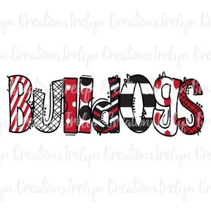 Cute Fun Hand Drawn Bubble Letters Bulldogs PNG Instant Download ...