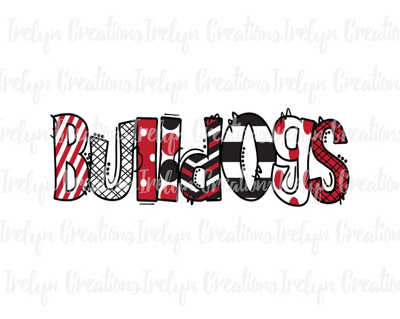 Cute Fun Hand Drawn Bubble Letters Bulldogs PNG Instant - Etsy