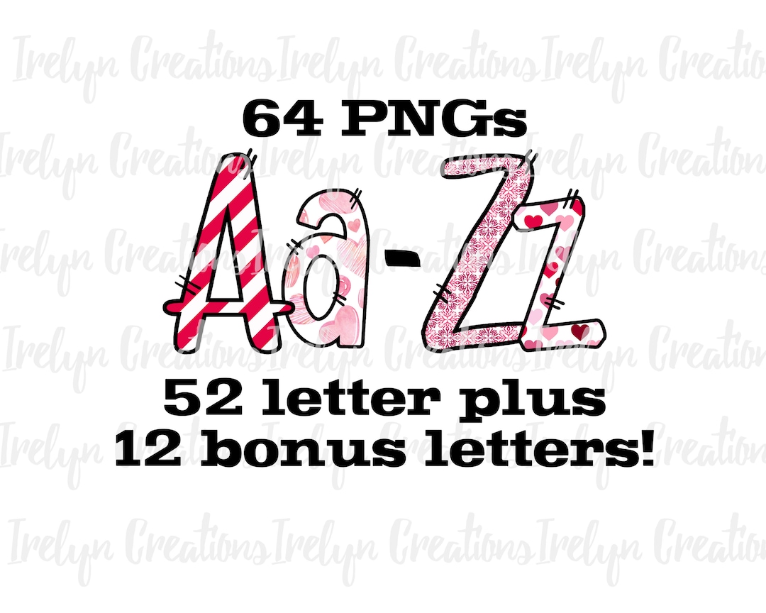 Cute Fun Pink Girly Bubble Letters, Alphabet Font PNG Instant Download ...