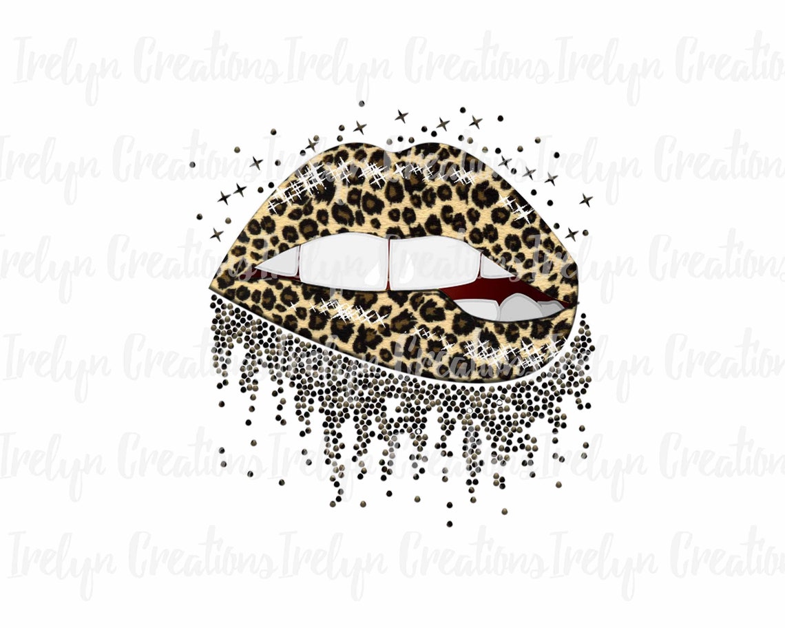Cute Pretty Glitter Leopard Lips Print PNG Instant Download | Etsy