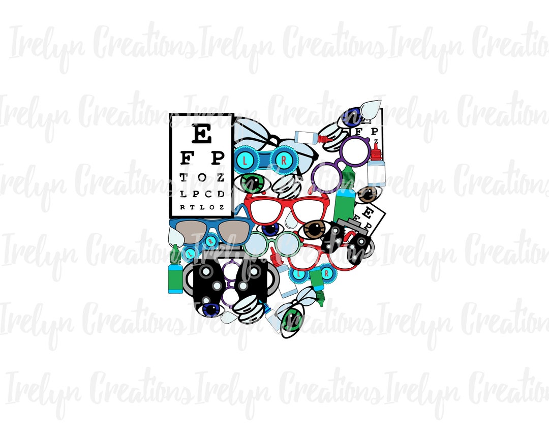 Cute Fun Collage Optometry Ohio State Shape PNG Instant Download Dtf ...