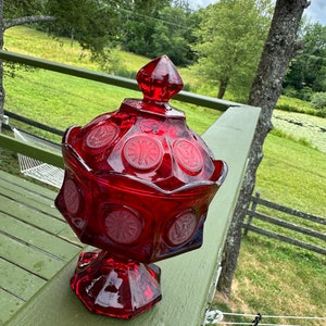 Ruby Red Fostoria Coin Glass Wedding Compote - Etsy