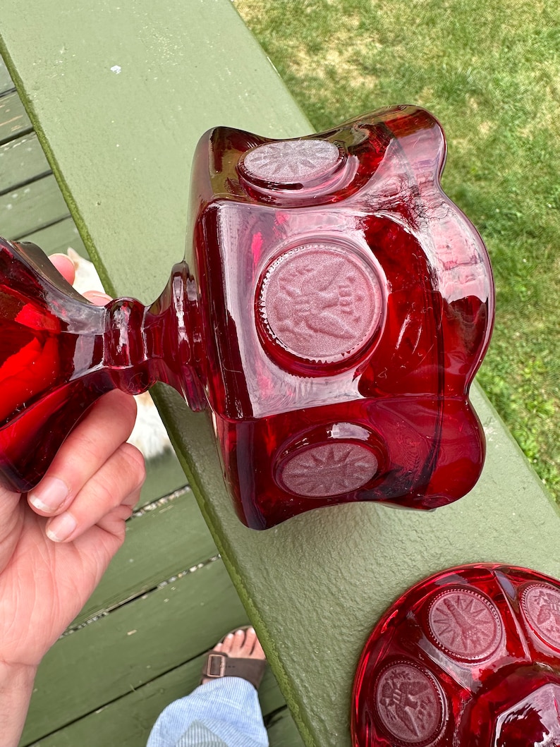 Ruby Red Fostoria Coin Glass Wedding Compote - Etsy