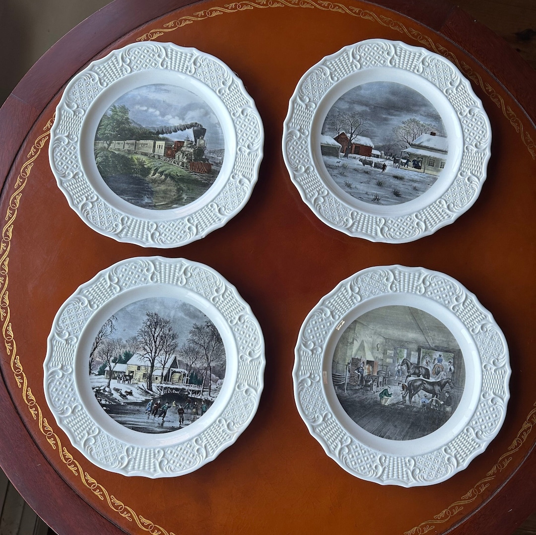 Courier & Ives Winter Plates - Etsy