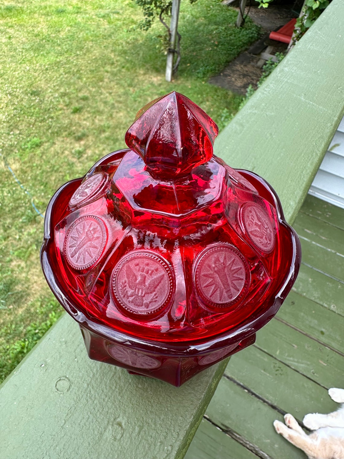 Ruby Red Fostoria Coin Glass Wedding Compote - Etsy