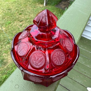 Ruby Red Fostoria Coin Glass Wedding Compote - Etsy