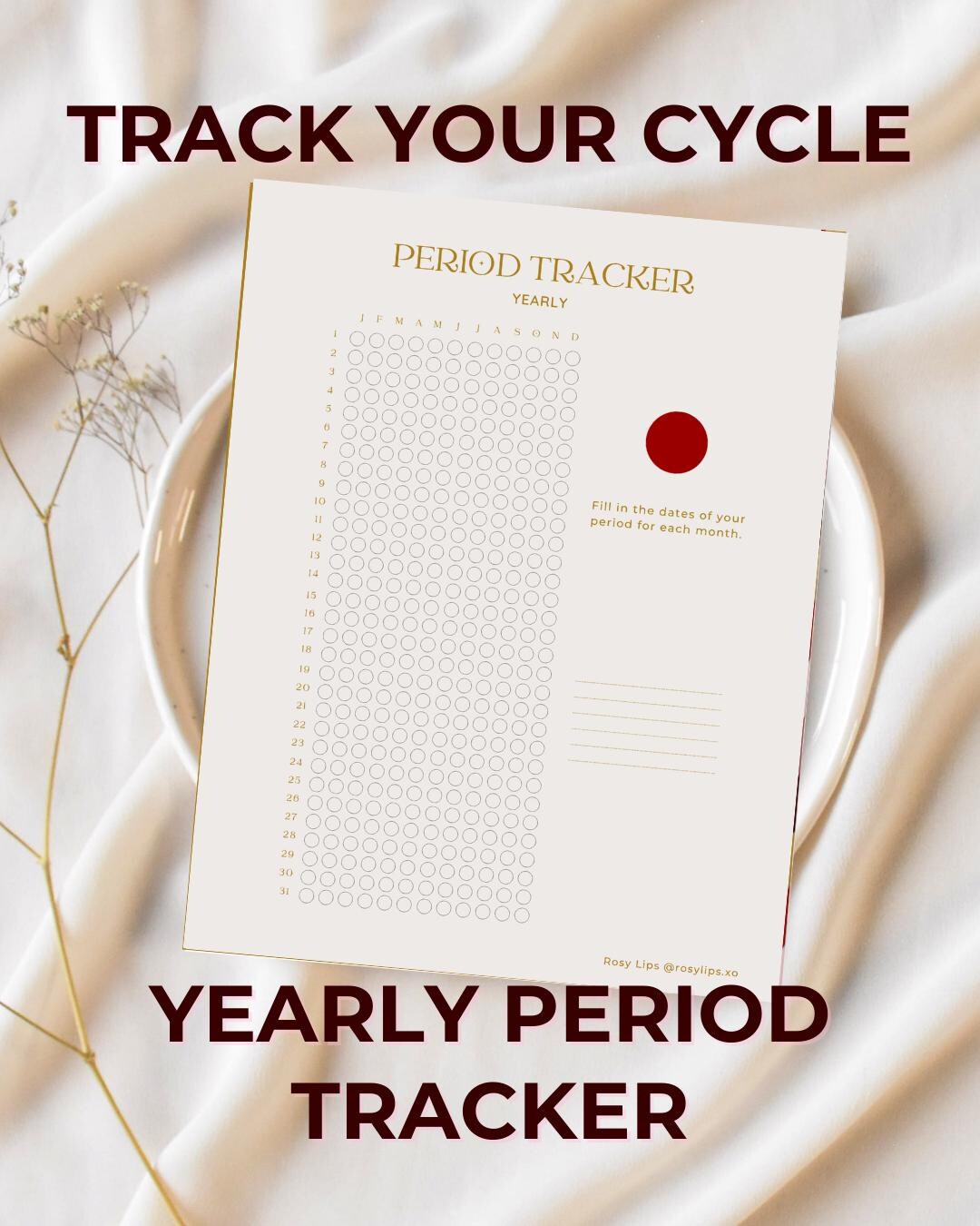 Period Tracker - Yearly | Digital or Print Downloadable PDF | Track ...