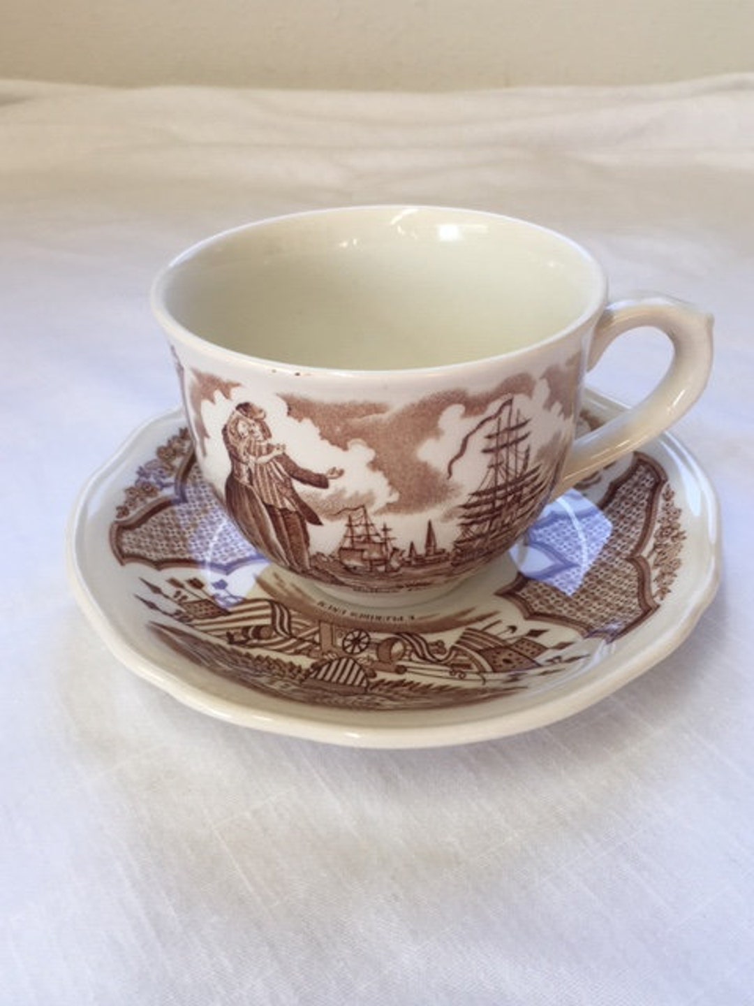 Vintage ALFRED MEAKIN Tea Cup & Saucer Set - Fair Winds, Staffordshire ...