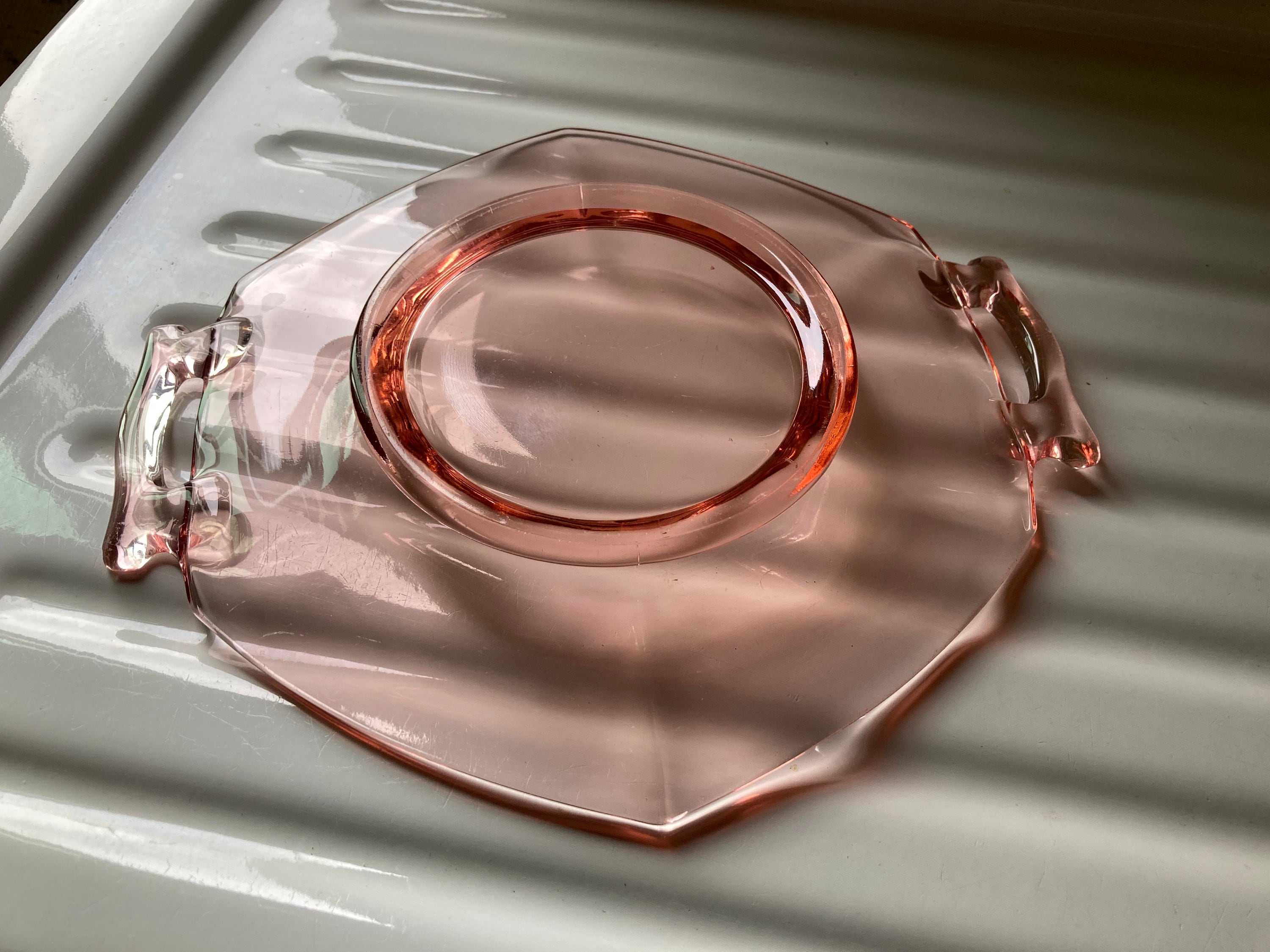 Rare Vintage Pink Depression Glass Plate / Made in USA Glassware ...