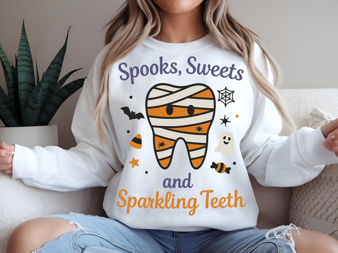 Spooks Sweets and Sparkling Teeth PNG | Halloween Tooth Clipart | Cute ...
