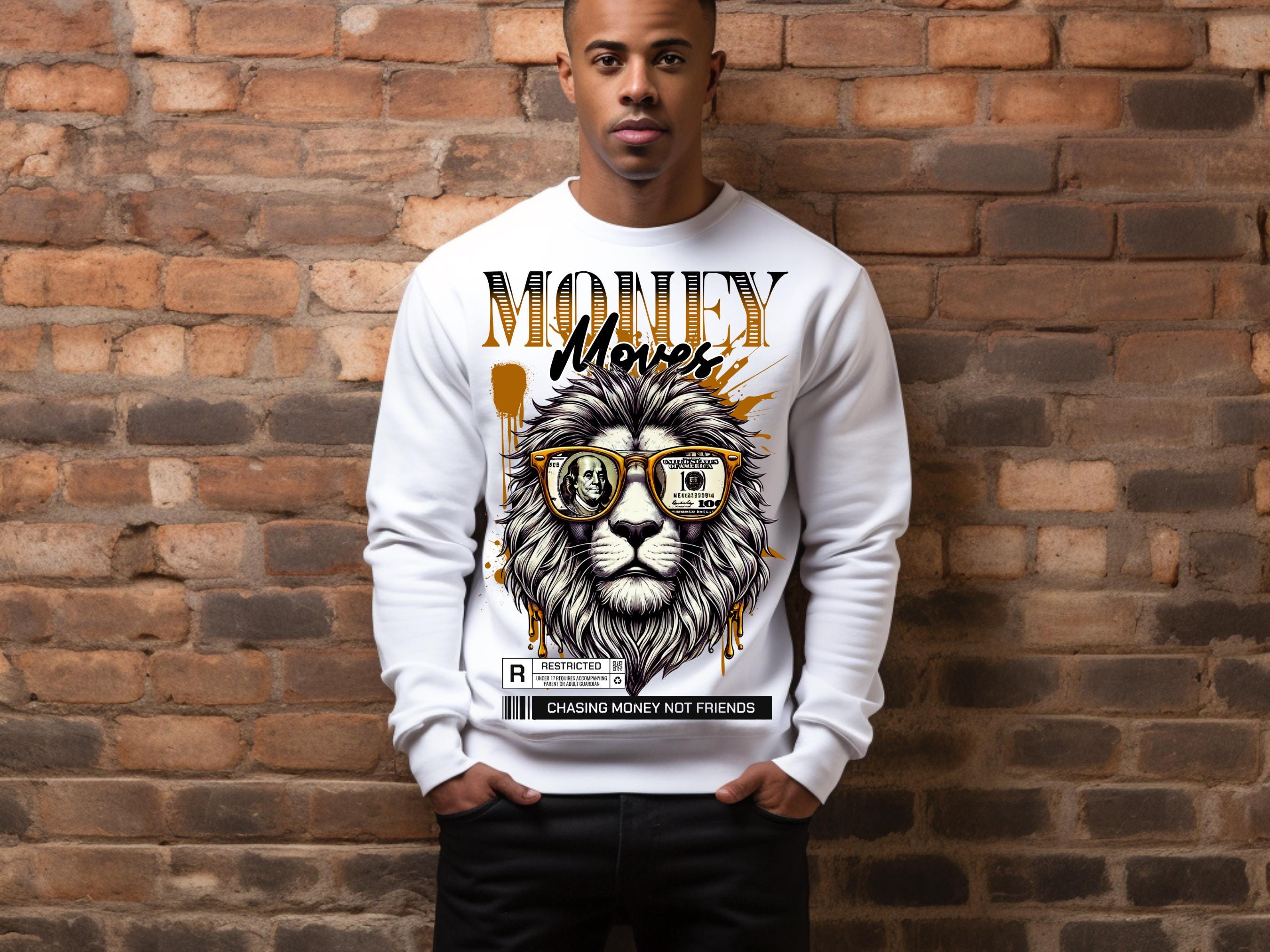 Money Moves Dripping Gold Lion, Graffiti Cartoon, Gangsta Themed T ...