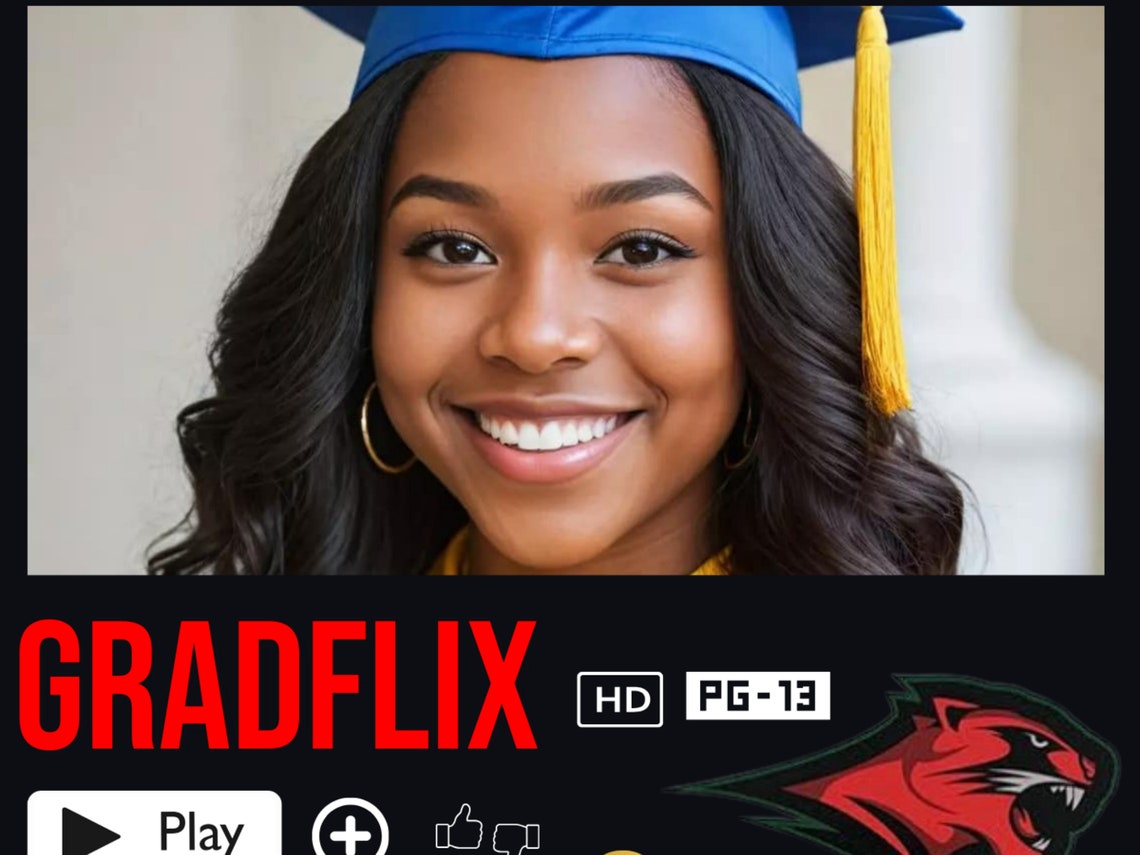 Gradflix Graduation Canva Editable Template Gradflix Movie Photo