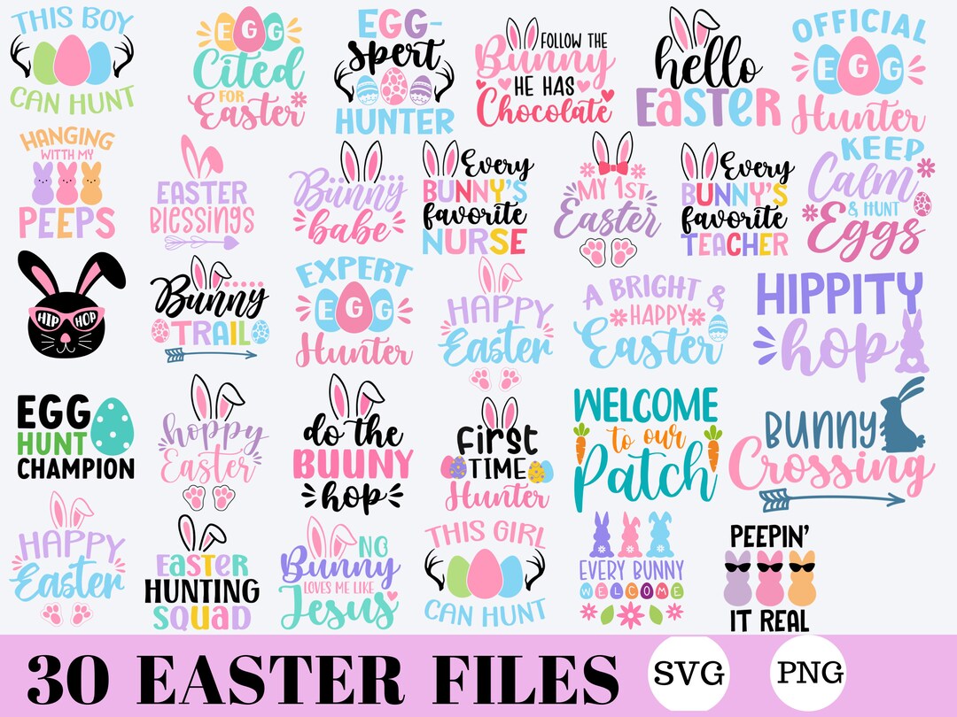 Easter Svg Bundle, Easter Png Digital Downloads, Happy Easter Png ...