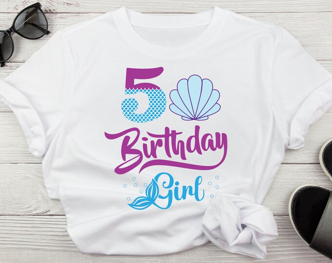 5th Birthday Mermaid SVG PNG Files for Cutting Machines, Digital ...