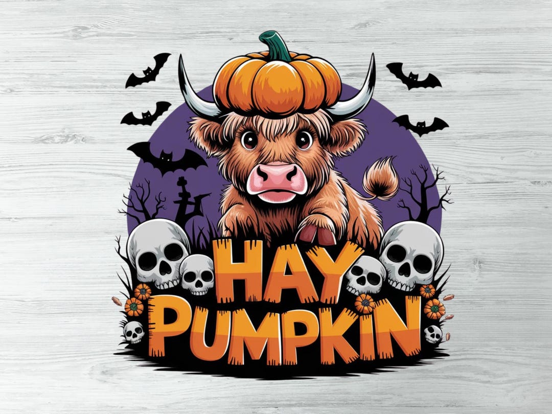 Highland Cow Hey Pumpkin Fall Png, Pumpkin Hat Highland Cow PNG ...