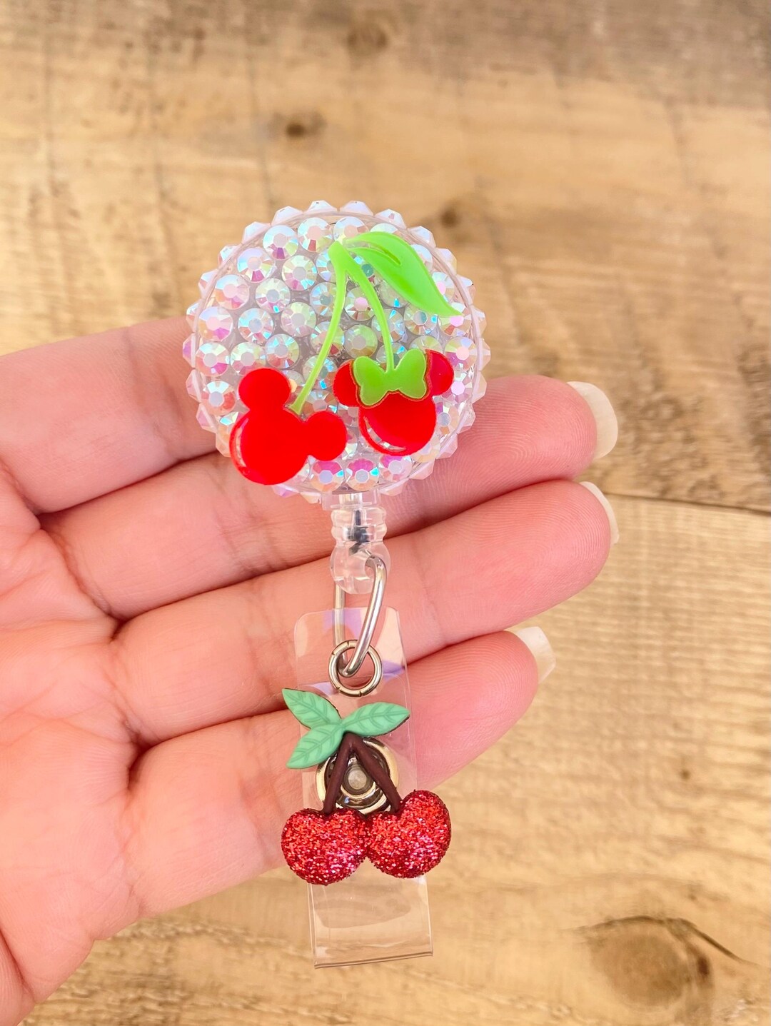 Coquette Cherry Badge Reel Cute Badge Reel Red Cherries Bling Badge ...