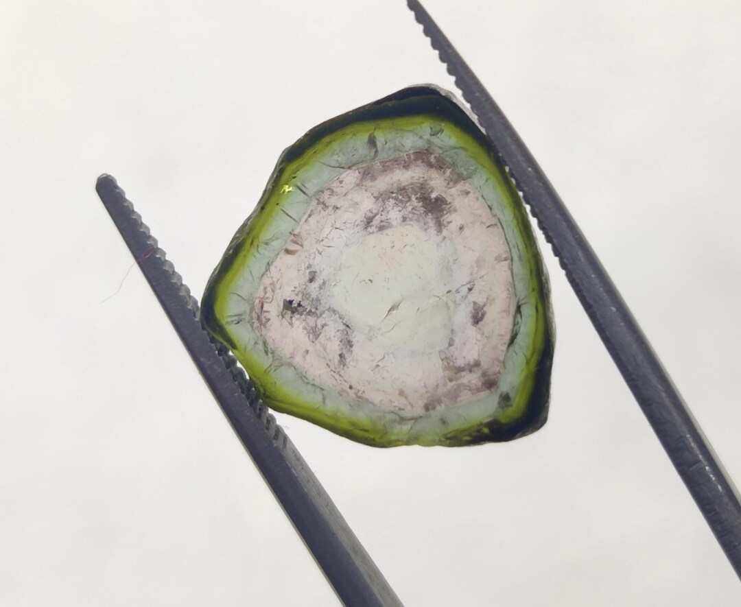 7 Ct Natural Watermelon Tourmaline Slice ... Both Side Polished Slice ...