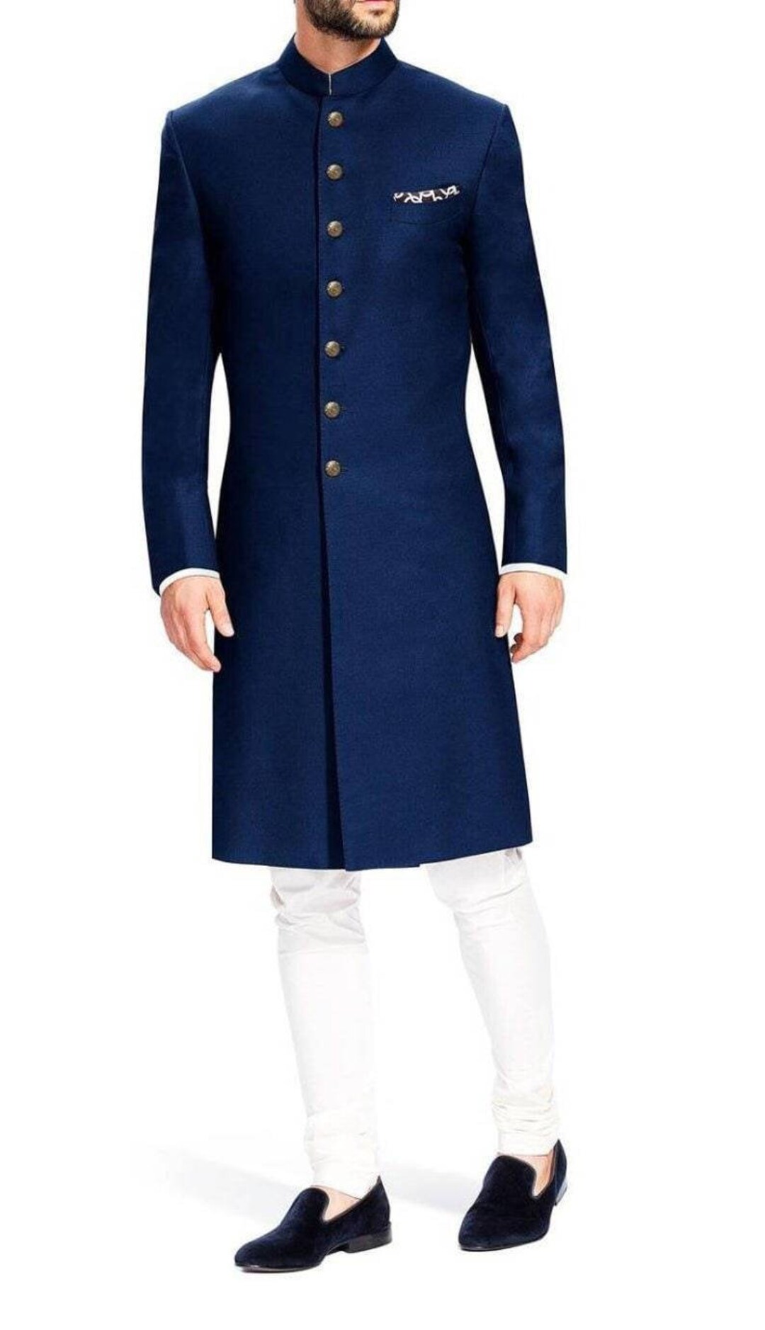 Indian Raw Silk Jodhpuri Sherwani Wedding Suit Men Indo - Etsy